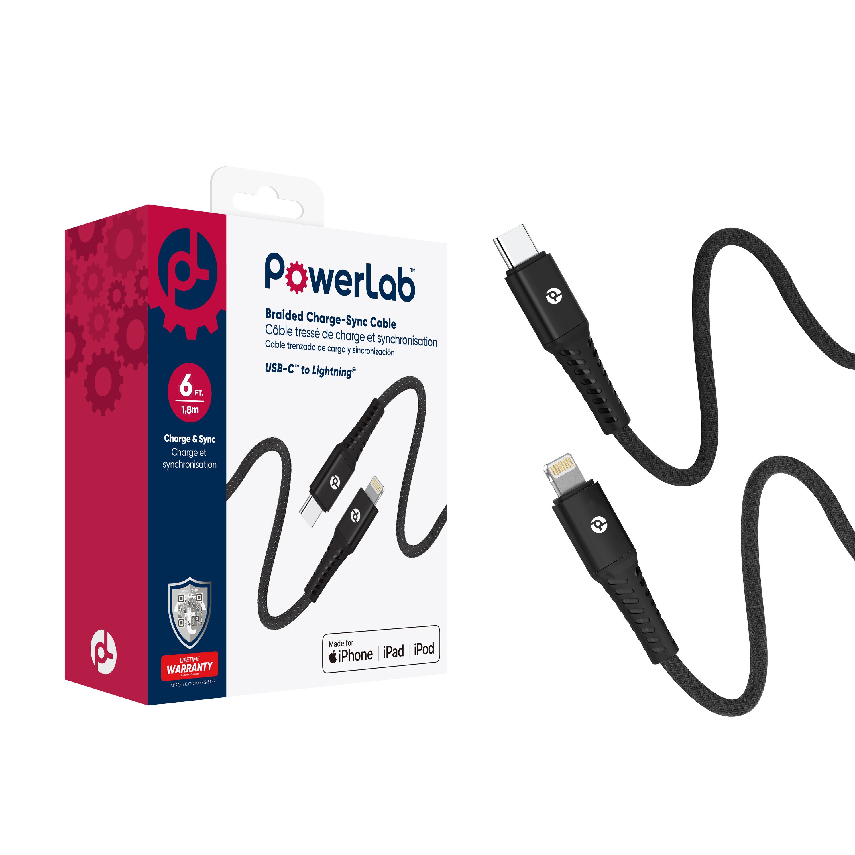 PowerLab 6ft USB-C to Lightning Data Cable