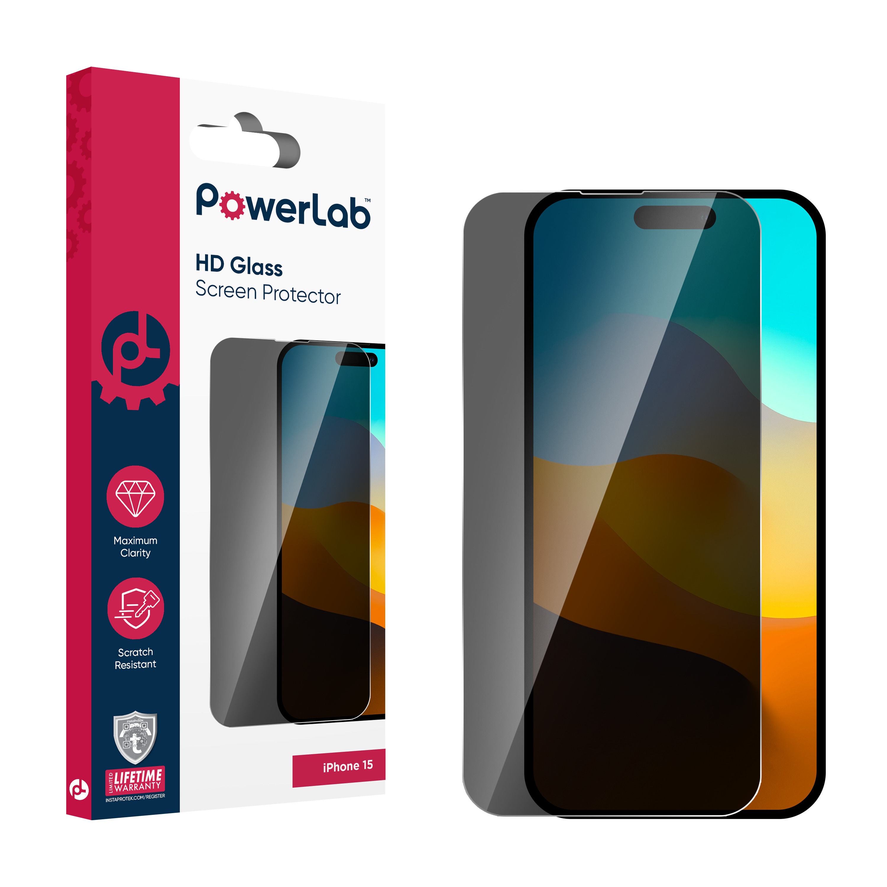 iPhone 15 | PowerLab Tempered Glass Privacy Screen Protector